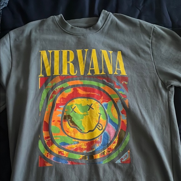 NIRVANA | Shirts | Nirvana Mens Shirt Gray With Colorful Print | Poshmark